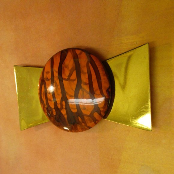 Vintage | Accessories | Mod 96s Orange Gold Two Piece Belt Buckle ...